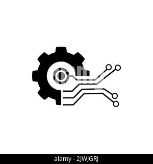 Technology Icon. Gear and Electronic. Digital Factory Symbol Stock ...
