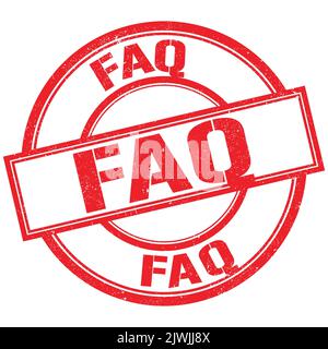 FAQ text written on red dash stamp sign Stock Photo - Alamy