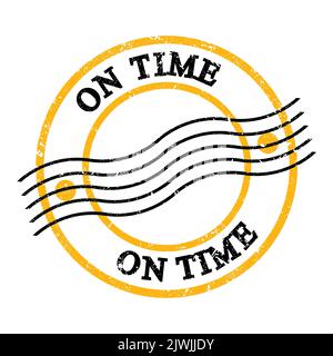 ON TIME text written on black-blue rectangle stamp sign Stock Photo - Alamy