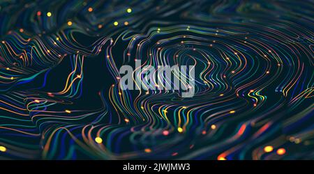 Intertwining streams of information. Cyber funnel, data vortex, neural ...