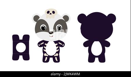 Cute die cut Halloween badger chocolate egg holder template. Cartoon ...