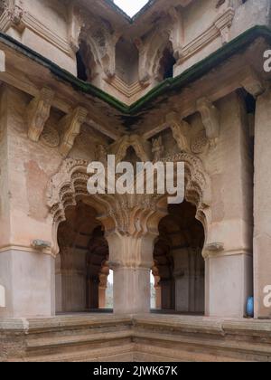 Decorative arches of Lotus Mahal a two-storeyed pavilion at Hampi state ...