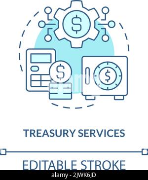 Treasury management services blue circle infographic template Stock ...