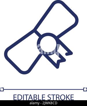Graduation degree diploma. Pixel perfect, editable stroke line art icon ...