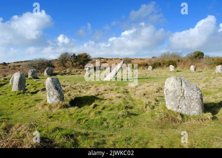 Boscawen-Un stone circle in west Cornwall, UK - John Gollop Stock Photo ...