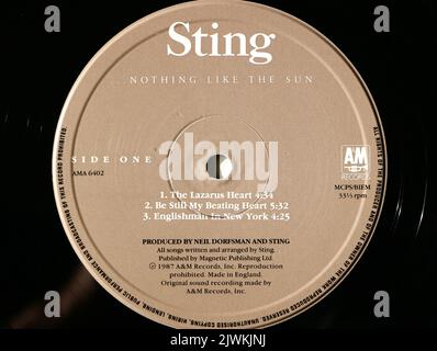Sting, Nothing Like The Sun album cover Stock Photo - Alamy