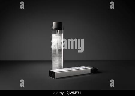 Light Grey Metallic Electronic Vape Scene Illustration isolated on a ...
