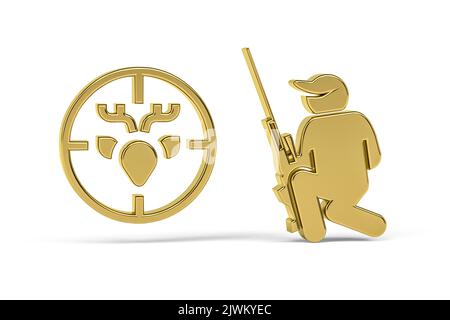 Golden 3d poaching icon isolated on white background - 3d render Stock ...
