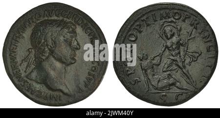 sestertius. Trajan (cesarz rzymski ; 98-117), emperor Stock Photo - Alamy