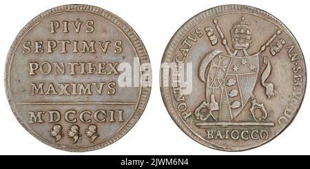 baiocco. Państwo Kościelne, Pius VII (papież ; 1800-1823), ruler Stock ...