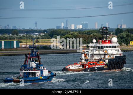Shipping traffic on the Maas, height Hoek van Holland, inland cargo ...
