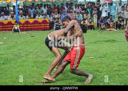 Sylhet, Bangladesh. 6th Sep, 2022. Wrestlers are competing in ...