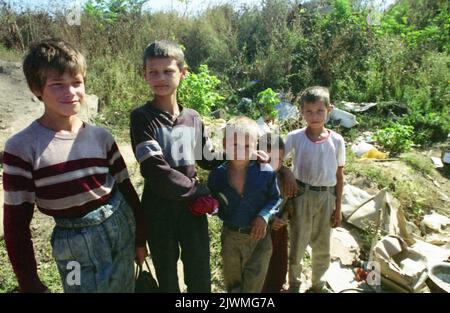Homeless children living at the outskirts of Bucharest, Romania, approx ...