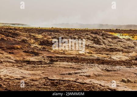 Desolate volcanic landscape of Dallol, Danakil depression, Ethiopia ...