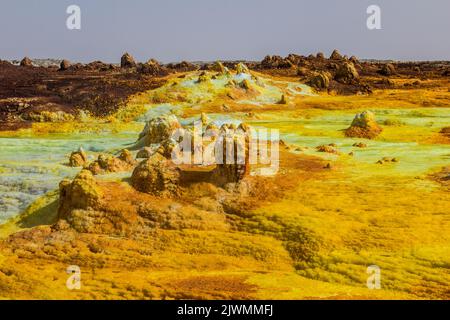 The colorful volcanic landscape of dallol in the danakil depression ...