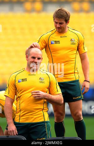 The Australian Rugby Union players assemble after their name is called ...