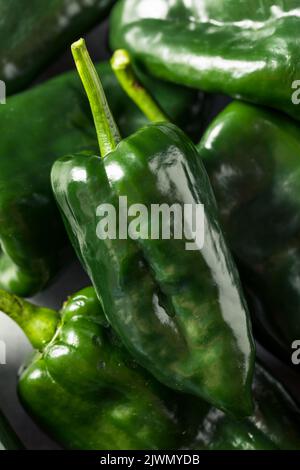 Raw Green Organic Poblano Peppers Ready to Cook Stock Photo - Alamy