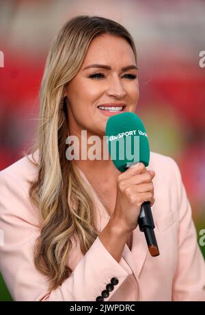 Laura Woods working for ITV sport during the 2023 FIFA Women's World ...