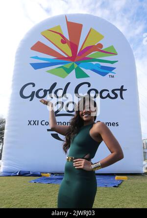Singer Jessica Mauboy poses for a photograph with Sesame Street's ...
