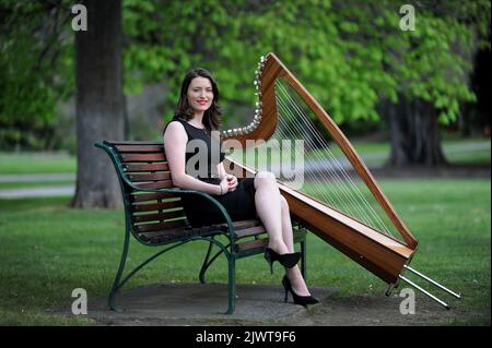Singer and Harp player Alana Conway poses for a photograph in Melbourne ...