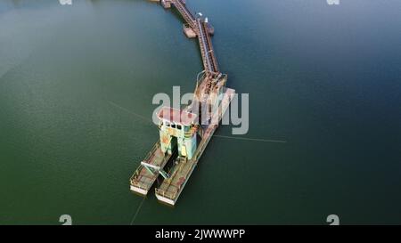 floating bucket excavator in quarry for sand Czech republic Podebrady ...