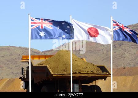 Haulage truck at the Rio Tinto West Angelas iron ore mine in the ...
