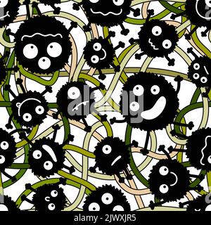 Cartoon monsters aliens seamless kids emoticons pattern for wrapping ...