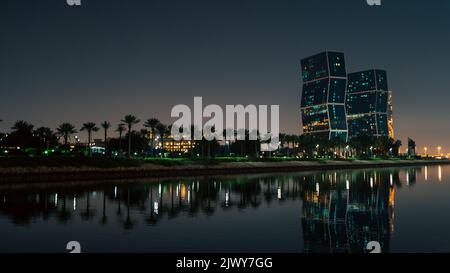 Lusail Marina Twin Towers in Doha, Qatar, Middle East Stock Photo - Alamy