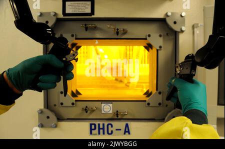 Research nuclear reactor hot cell, abstract image. This area is a ...