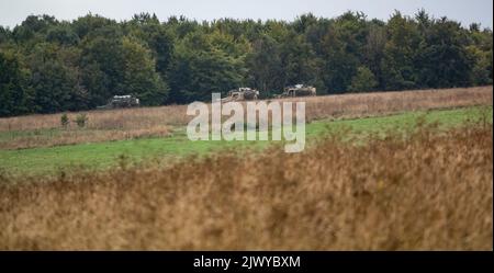 Three British army Foxhound light protection patrol vehicles (LPPV ...