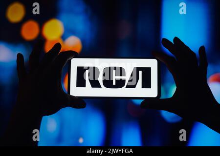 In this photo illustration, the RCA Records logo is displayed on a ...