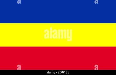 flag of Austroasiatic peoples Khmer Krom at cloudy sky background, panoramic view.flag ...