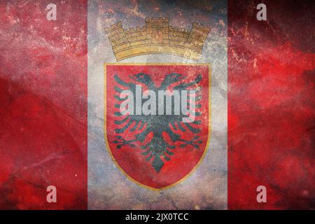 retro flag of Albanian peoples Albanians with grunge texture. flag ...