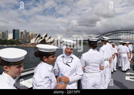 Australian Naval Cadets and crew onboard HMAS Adelaide, Australia's ...