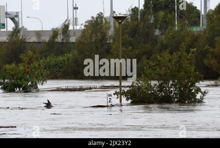 A flooded car park at the Toombul shopping centre in Brisbane, Saturday ...