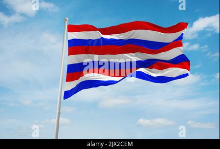 flag of Austronesian peoples Balinese people at cloudy sky background ...