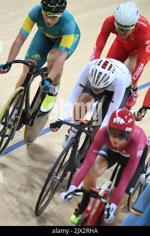 Cyclist Annette Edmondson of Australia competing in the Women's Omnium ...
