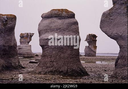 Monoliths and seascape in Mingan Archipelago National Park Reserve of ...