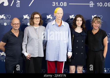 (L-R) Ed Guiney, director Joanna Hogg, Tilda Swinton, Carly-Sophia Davies and Emma Norton attend ...