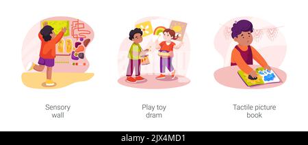 Sensory wall isolated cartoon vector illustration. Tactile corner ...