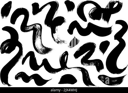 Bold curved lines and wavy brushstrokes collection Stock Vector Image ...
