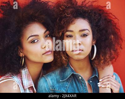Some call us best friends, we prefer sisters. two young friends posing ...