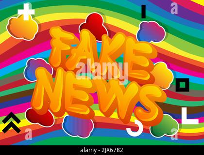 Fake News. Word written with Children's font in cartoon style Stock ...