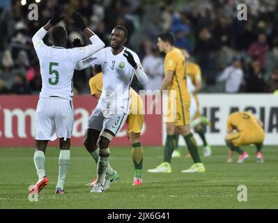 Omar Ibrahim othman and Osama Hawsawi from Saudi Arabia celebrate after ...