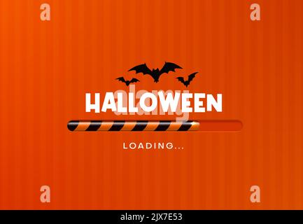 Halloween loading bar with pumpkin, horror night load countdown, vector ...