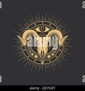 Pentagram tarot symbol of devil Baphomet, occult magic and esoteric ...