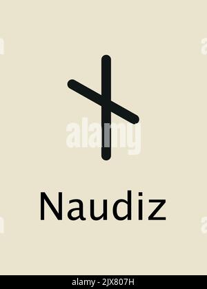 Naudiz of Runes alphabet, futhark. Writing ancient Germans. Vector ...