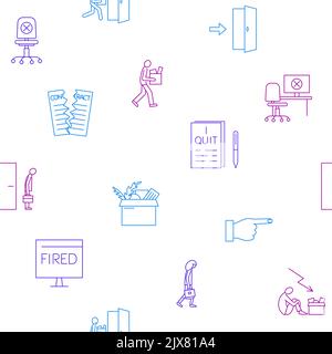 Job quit seamless pattern in line style. Repeatable background with ...