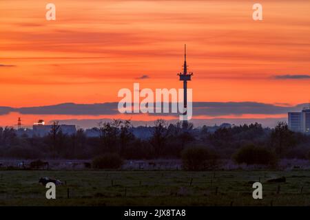 Telecommunication tower Heide Stock Photo - Alamy