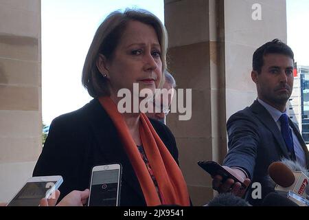 WA Police Minister Michelle Roberts speaks to the media at Parliament ...